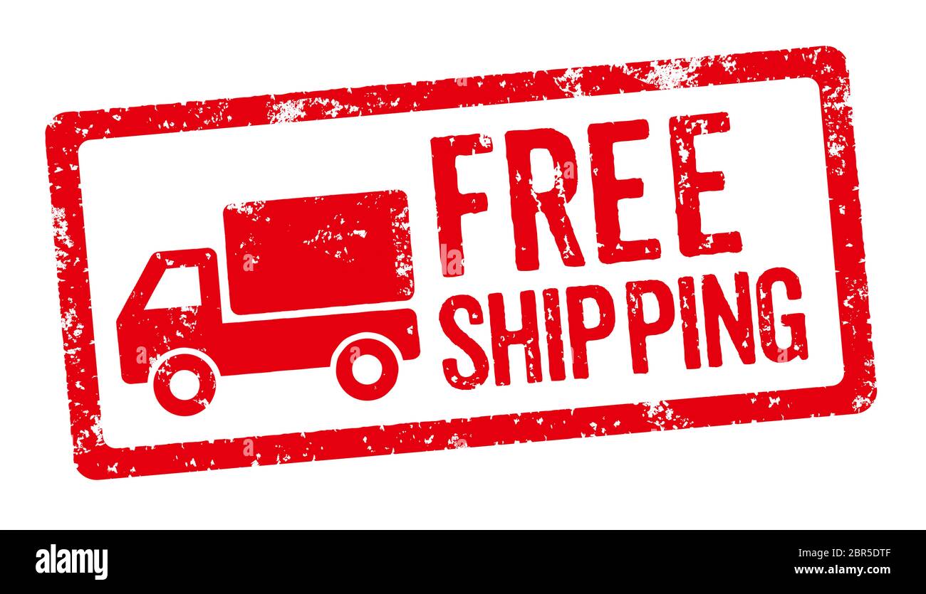 A red stamp on a white background - Free shipping Stock Photo - Alamy