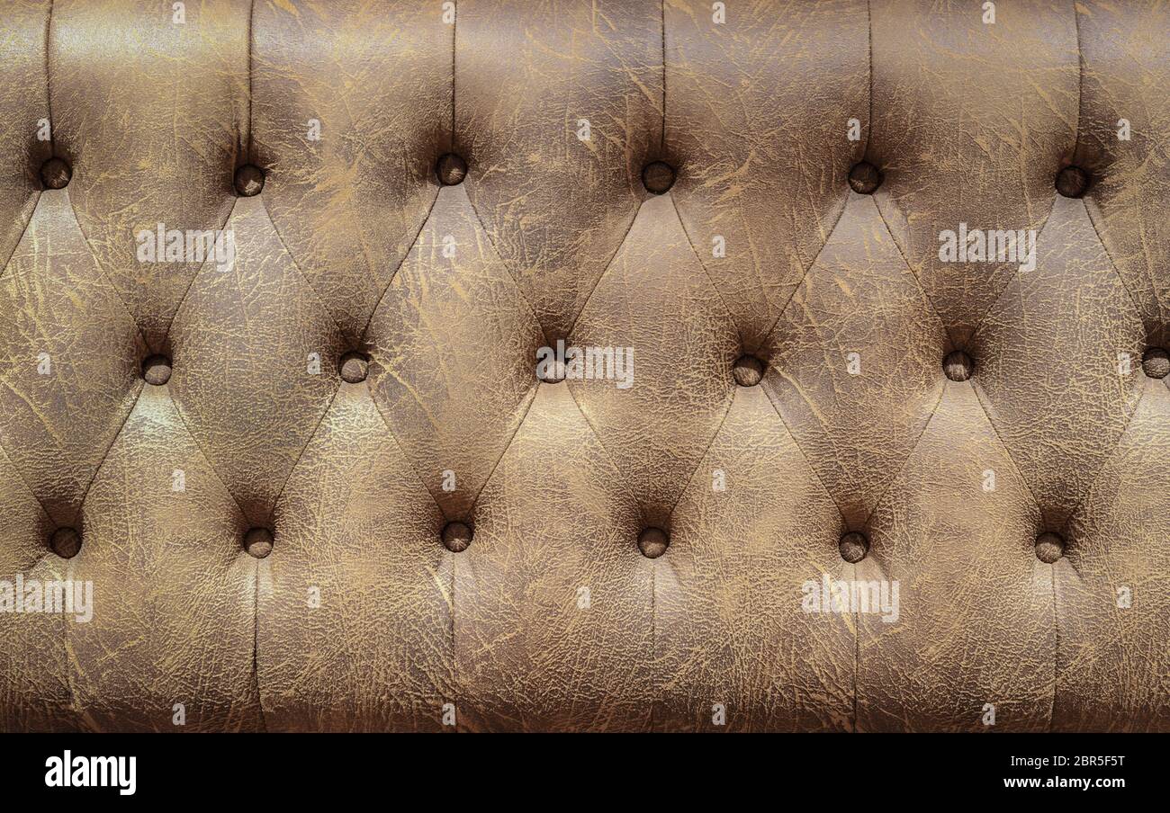 Brown leather sofa button pattern texture background Stock Photo - Alamy