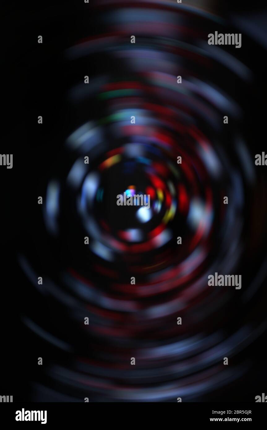 Blurred LED screen closeup. Glowing threads in a color spectrum on a ...