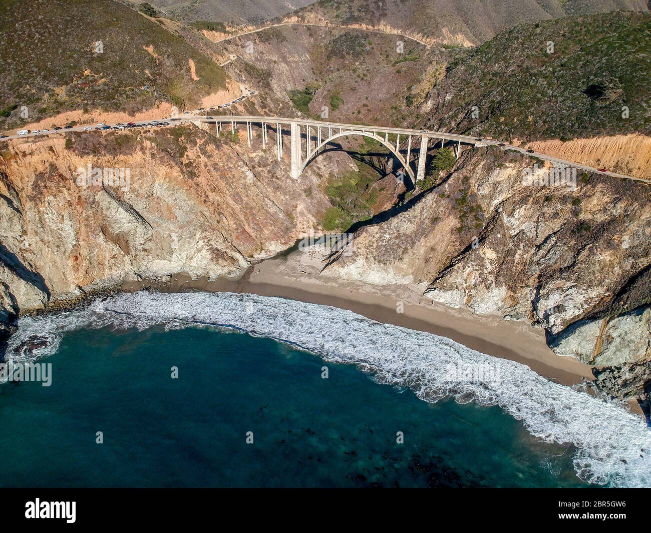 Bixby Bridge Rocky Creek Bridge and Pacific Coast Highway at Big Sur in ...
