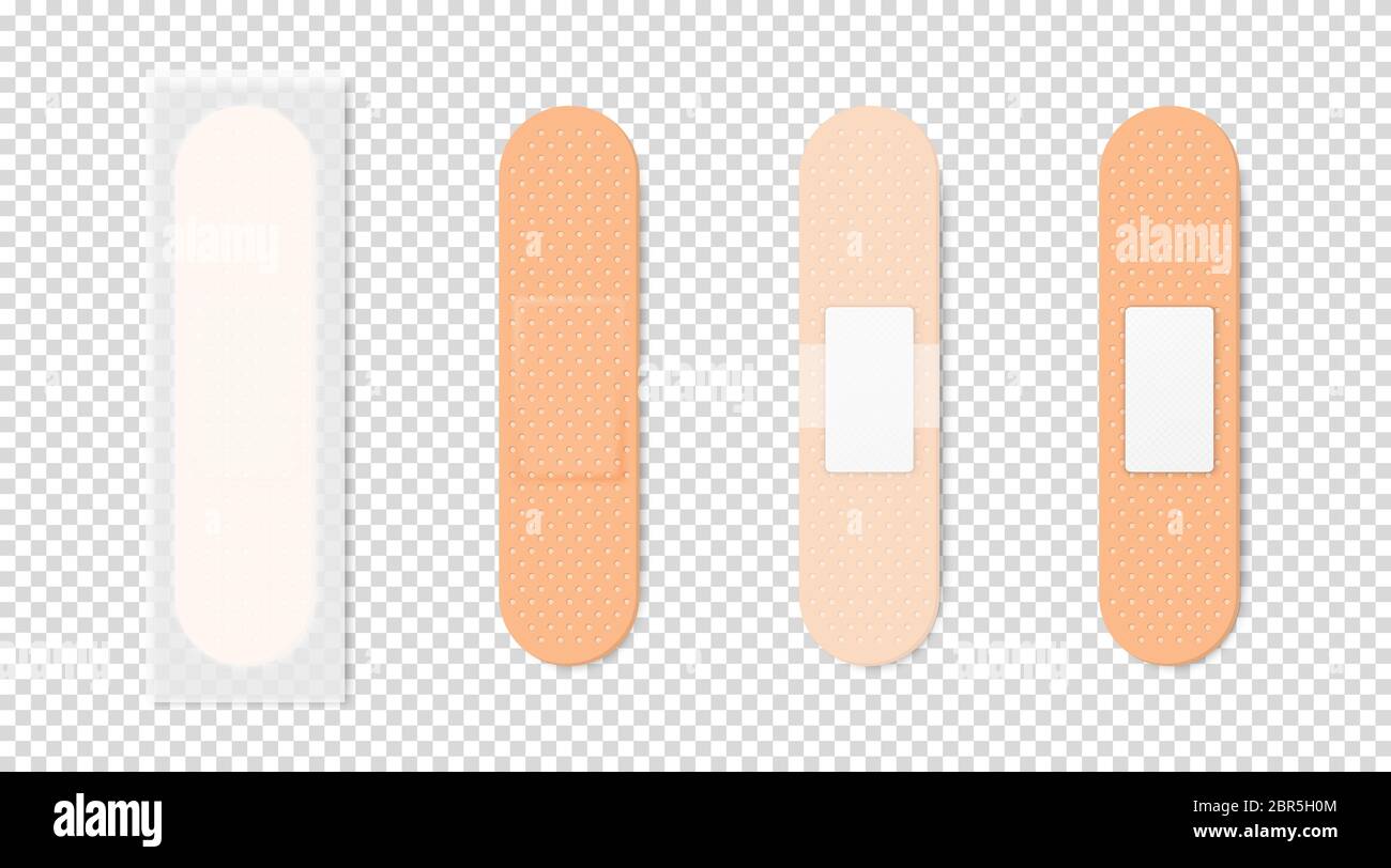 Vector 3d Realistic Medical Patch Icon Set Closeup Isolated on Transparent Background. Design ...