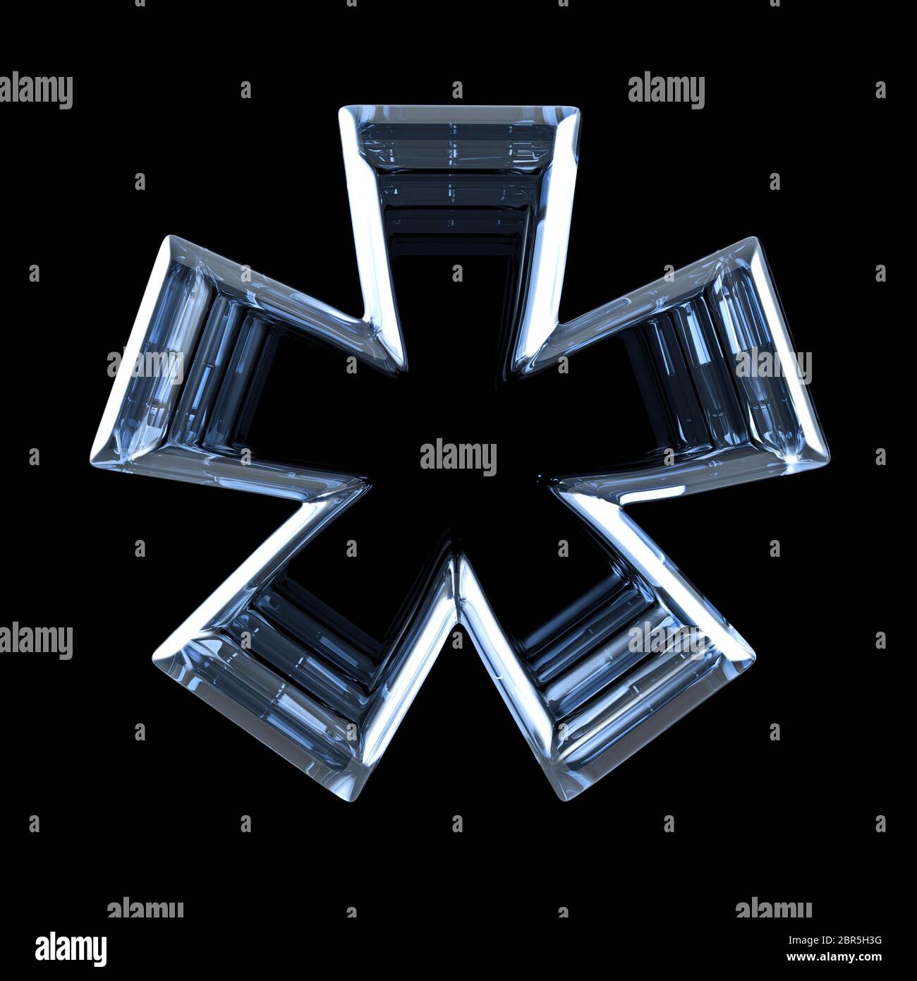 Transparent x-ray ASTERISK sign 3D render illustration on black ...