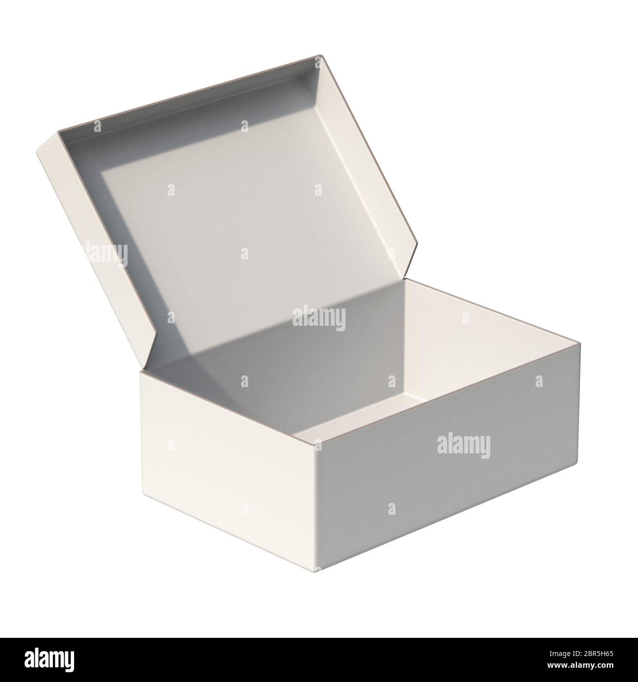 Empty white big box side view 3D render illustration isolated on white ...