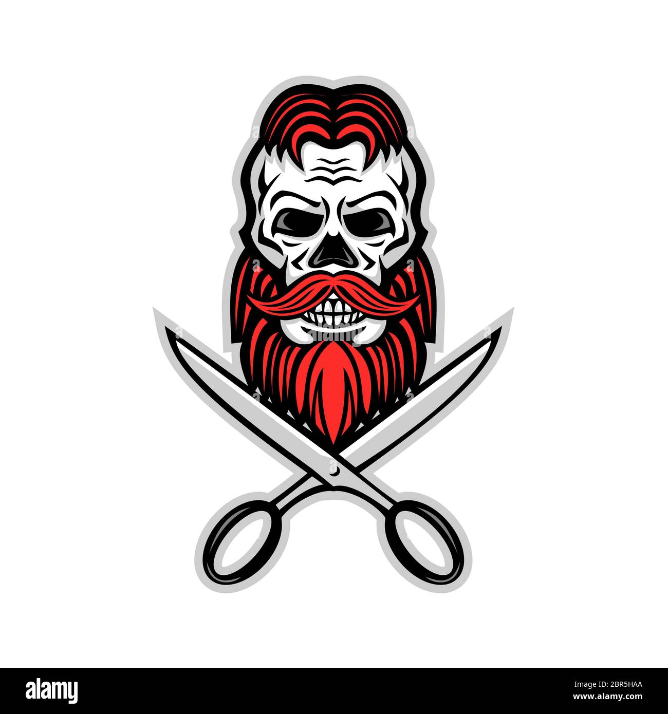Mascot icon illustration of skull of a male with red hair and beard ...