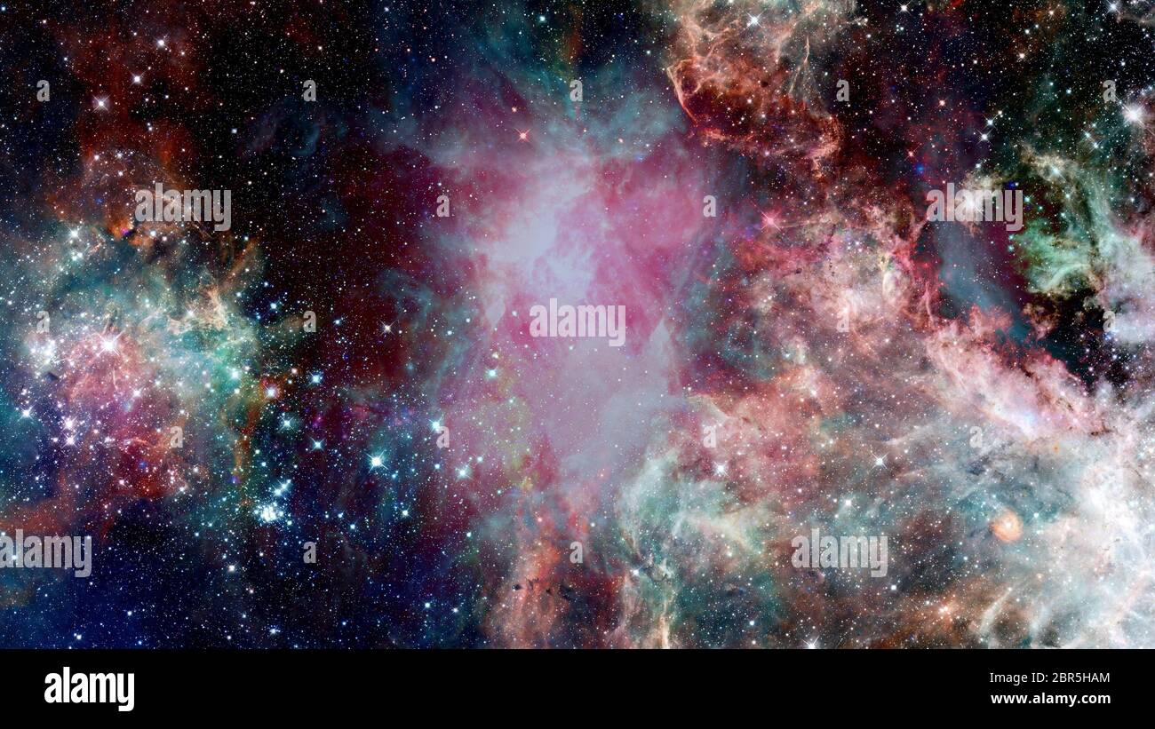 Abstract bright colorful universe. Nebula night starry sky in rainbow ...