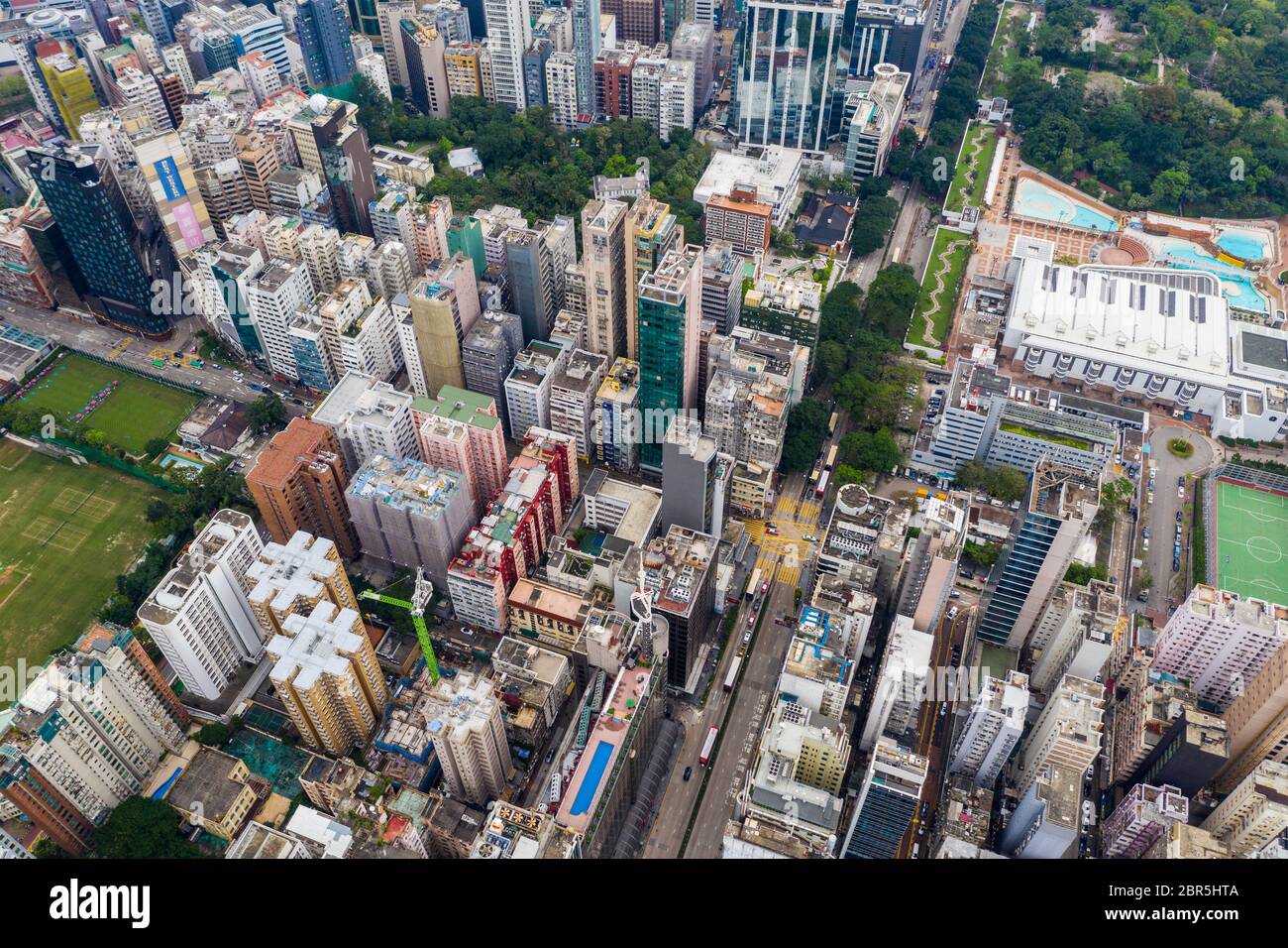 Hung Hom, Hong Kong 21 April 2019: Aerial view of Hong Kong city Stock ...