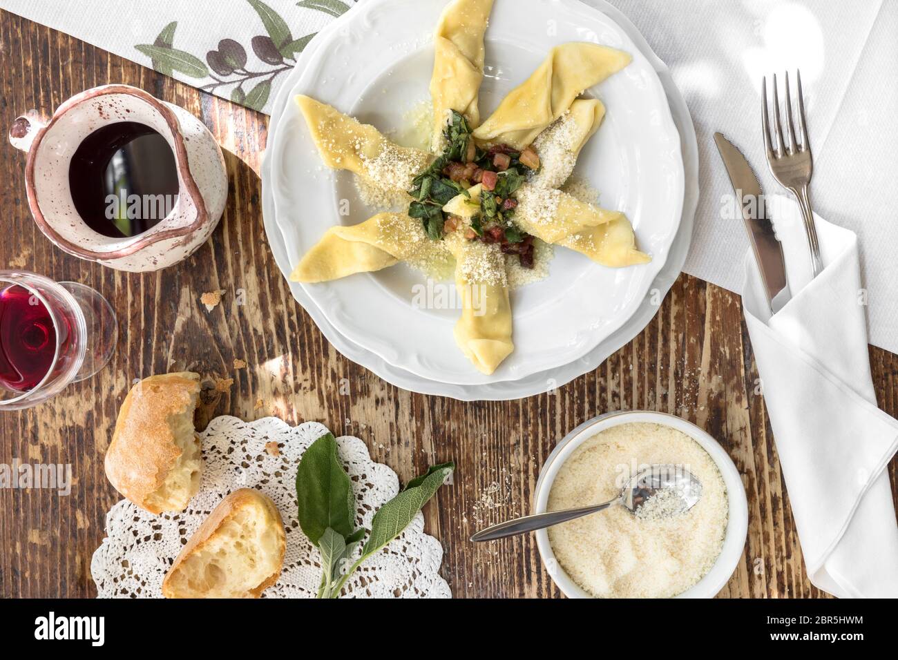 Typical italian cuisine. Casoncelli alla bergamasca (pasta stuffed with ...