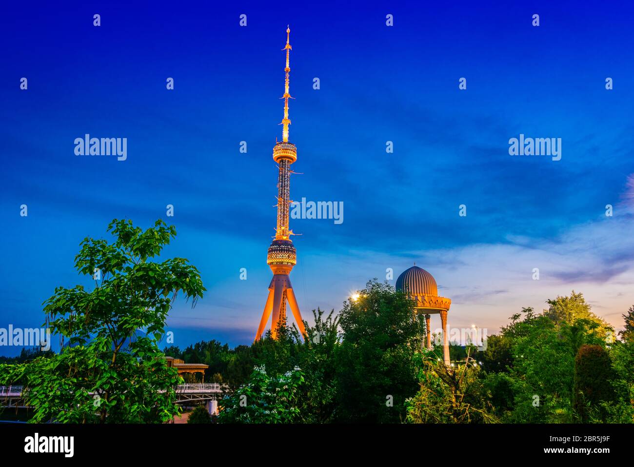 Tashkent Television Tower seen from the park at the Memorial to the ...