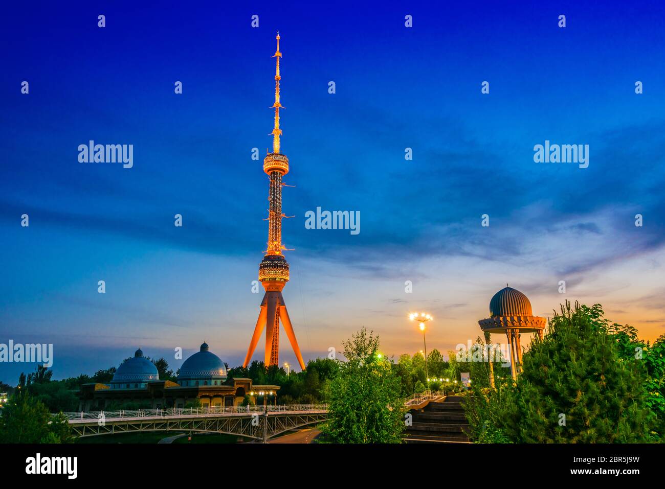 Tashkent Television Tower seen from the park at the Memorial to the ...