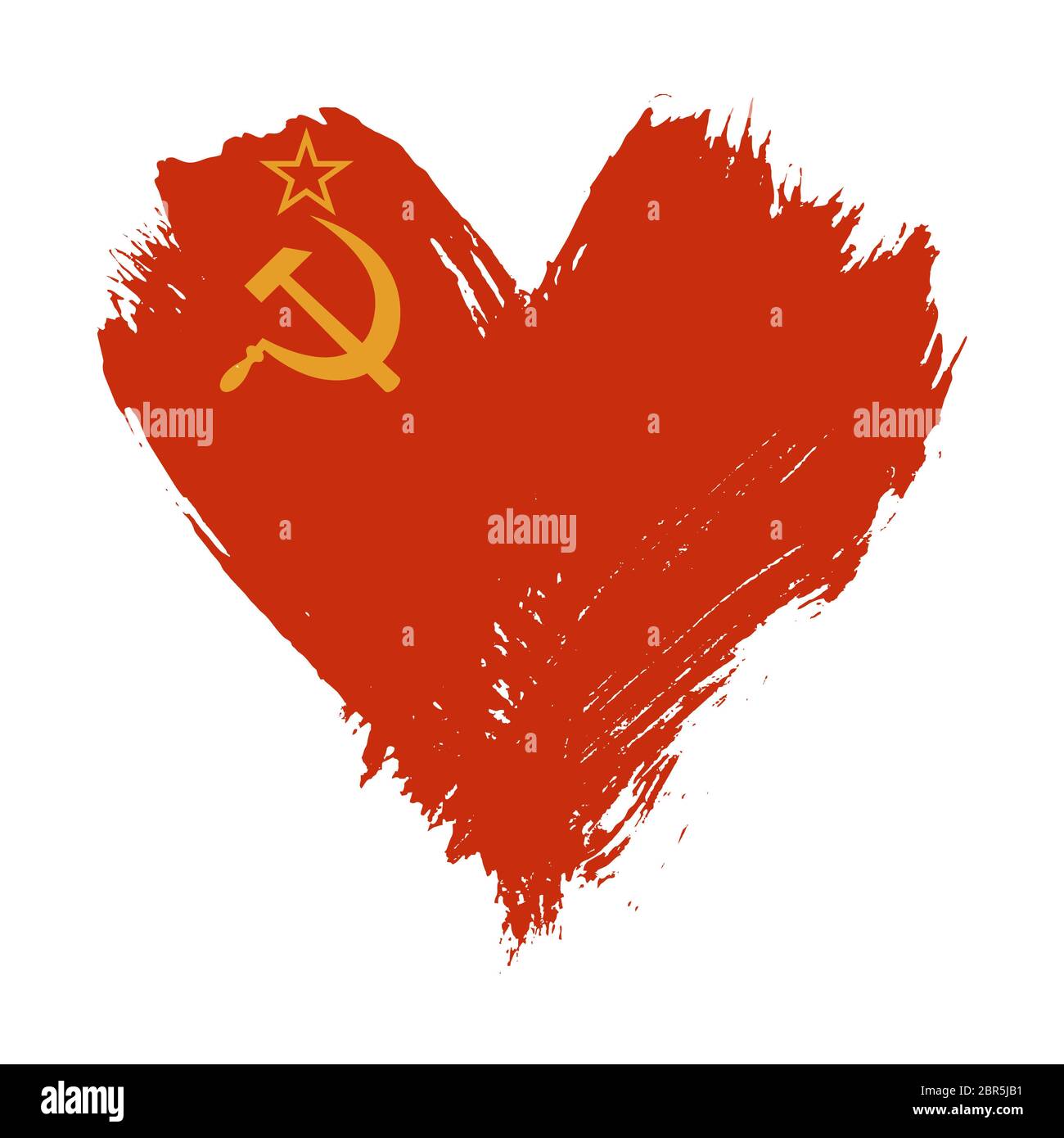 Grunge brushstroke painted illustration of heart shaped distressed USSR ...