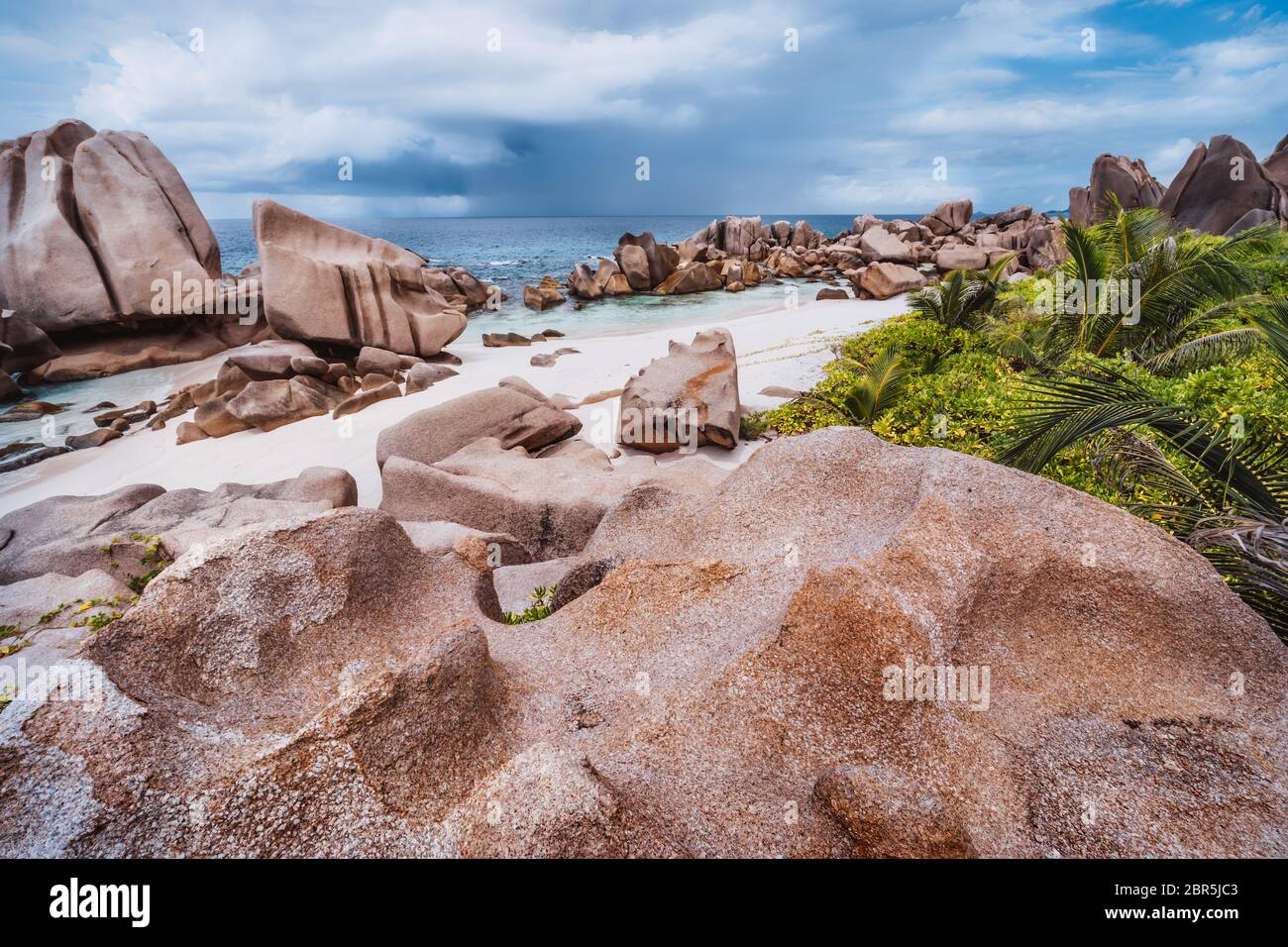 Unique granite rocks and cute remote and hidden Anse Marron beach in La ...