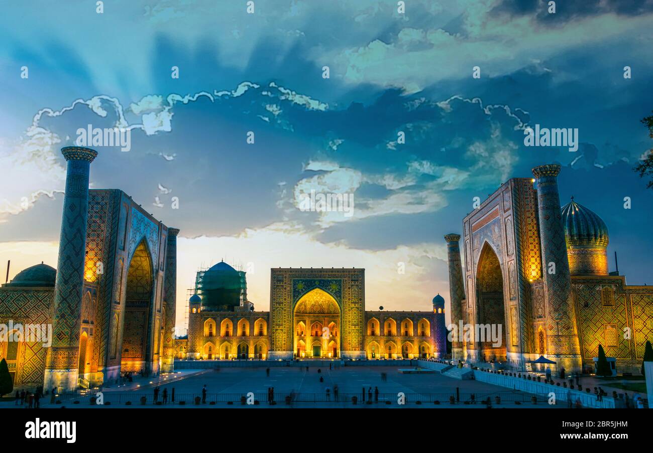 Registan, an old public square in the heart of the ancient city of ...