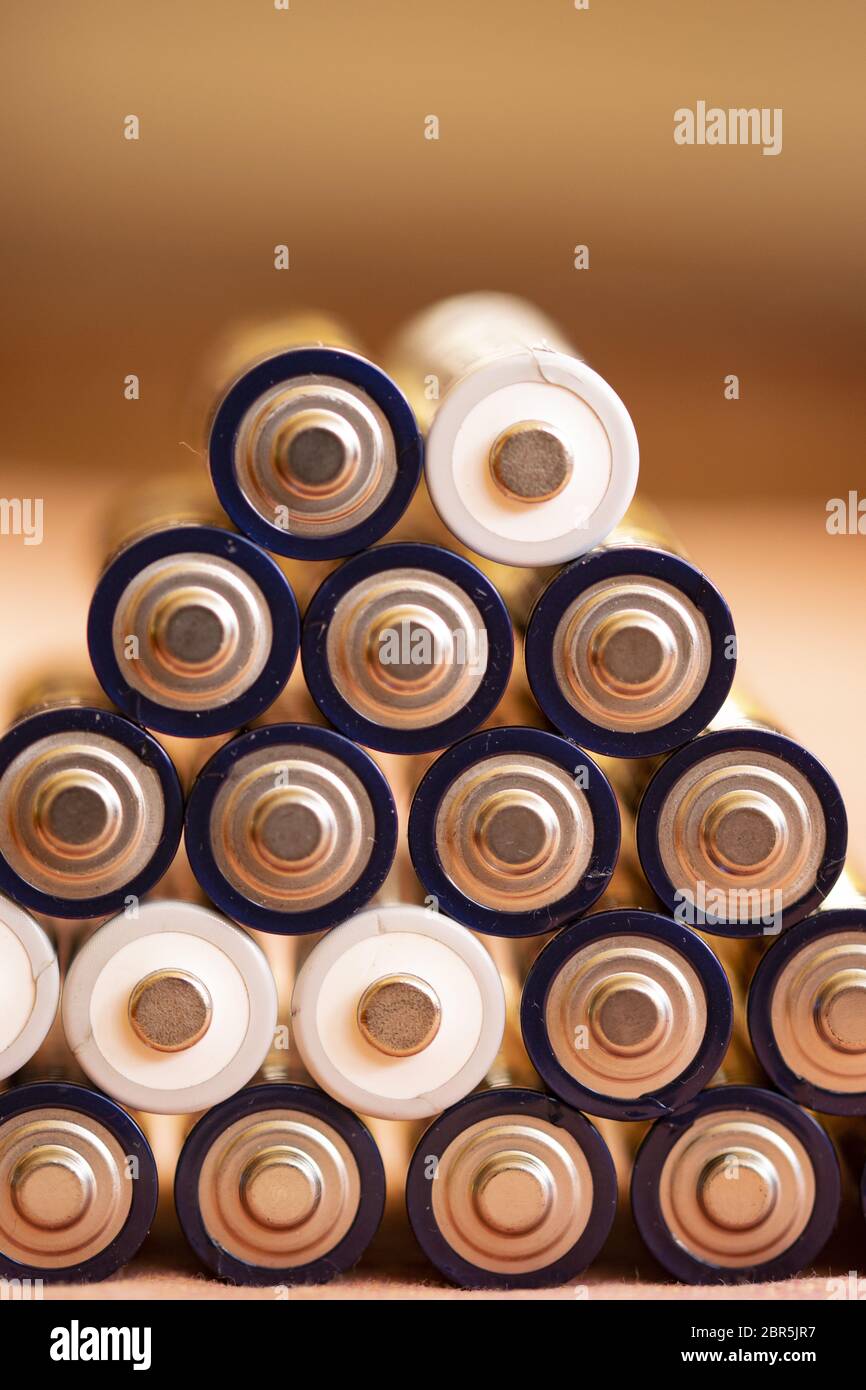 stack of batteries sorted one above the other Stock Photo - Alamy