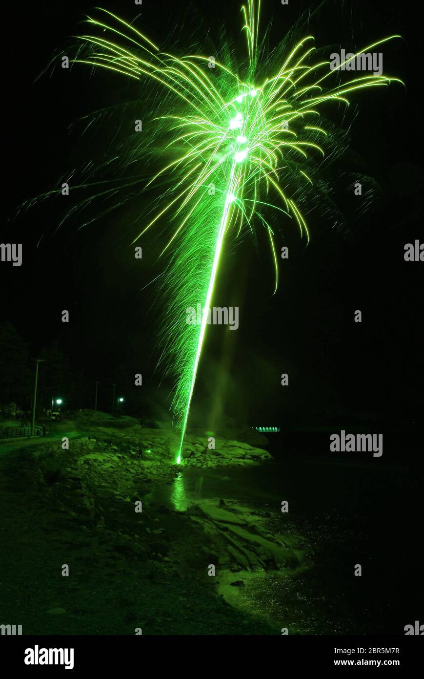 Nice and colorful fireworks in black night Stock Photo - Alamy