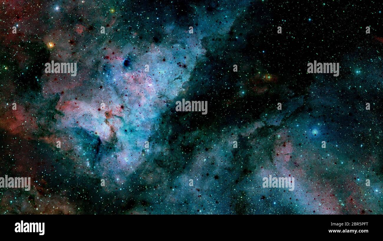 Abstract bright colorful universe. Nebula night starry sky in rainbow ...