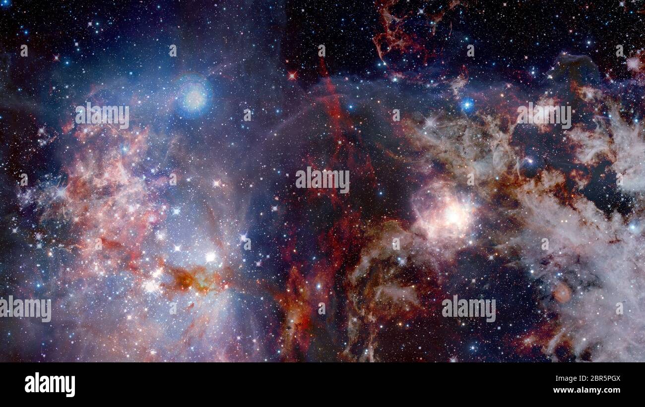 Abstract bright colorful universe. Nebula night starry sky in rainbow ...