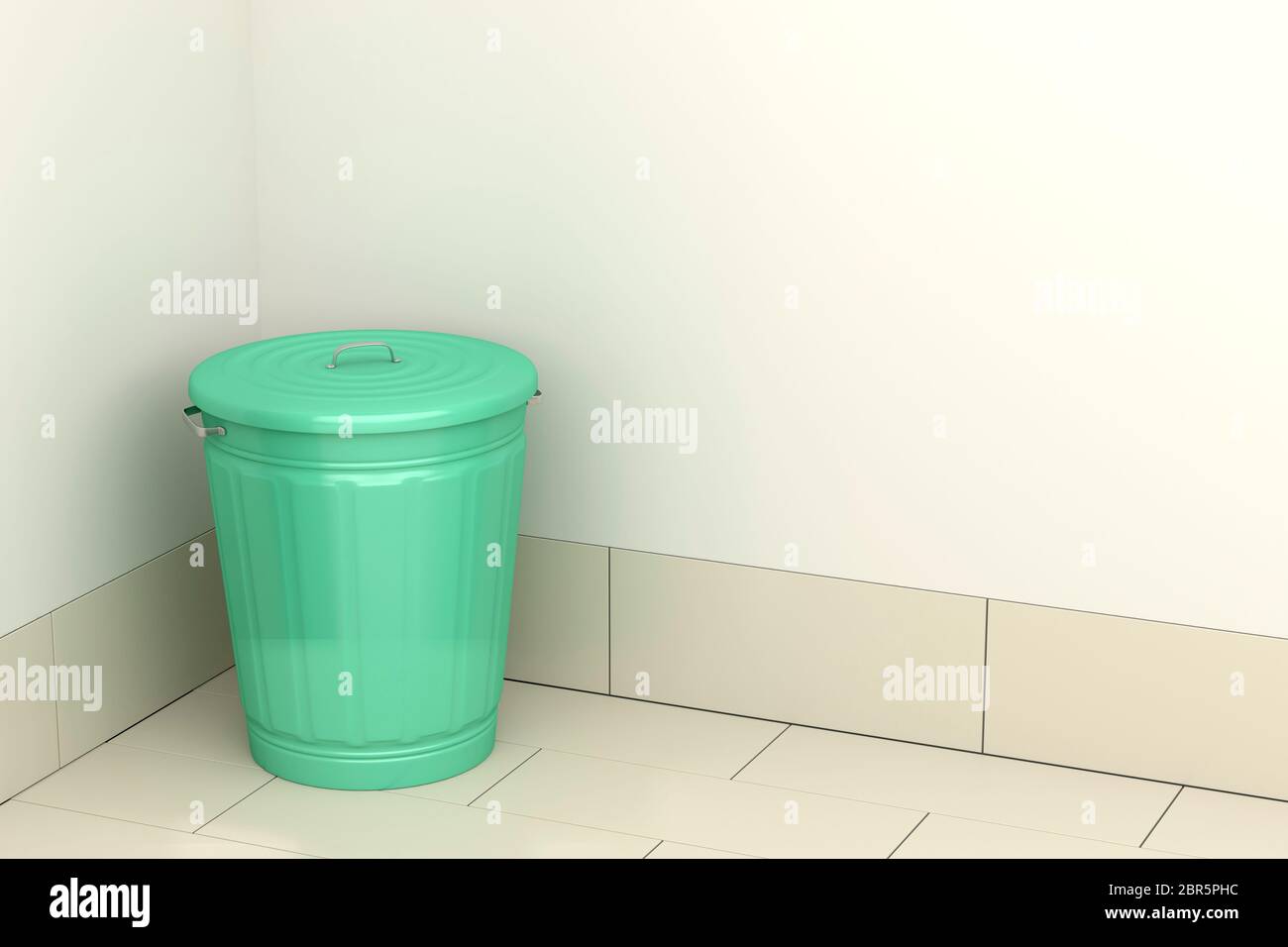 Green garbage bin in the room Stock Photo - Alamy