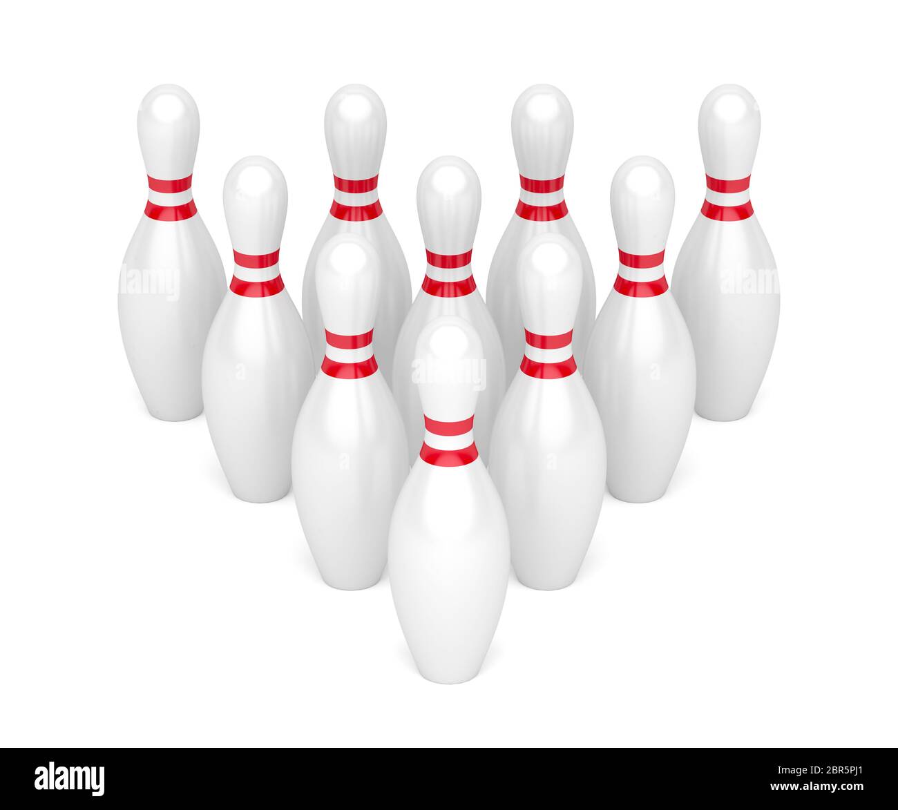 Row of bowling pins on white background Stock Photo - Alamy