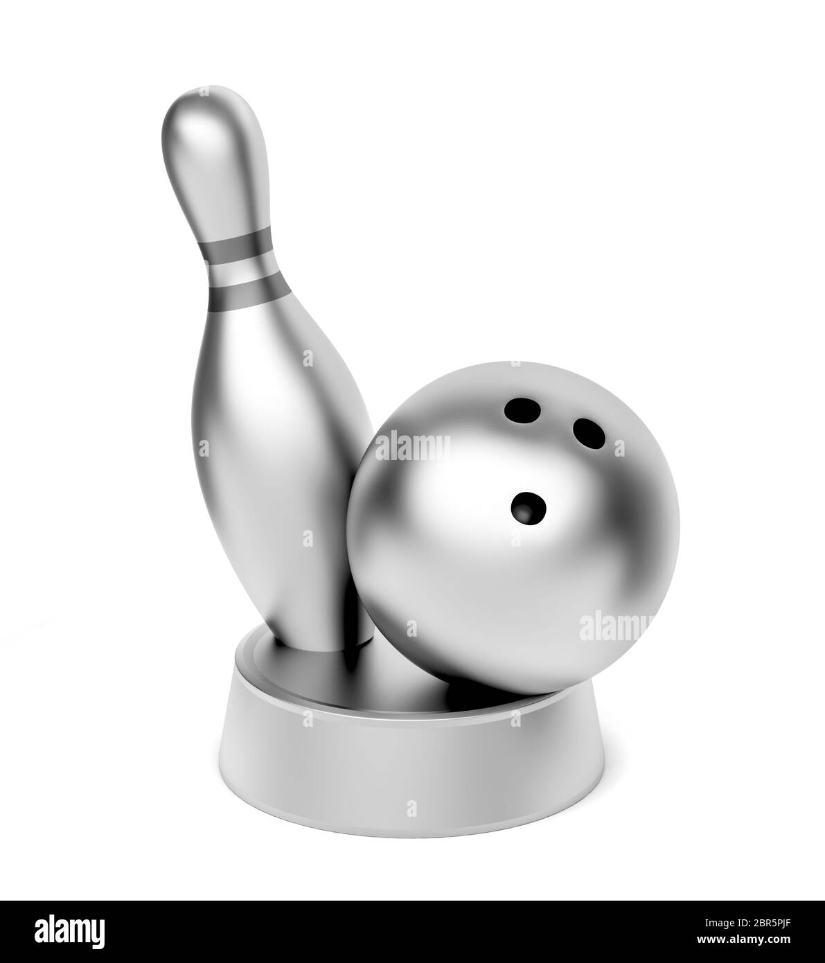 Silver bowling trophy on white background Stock Photo - Alamy