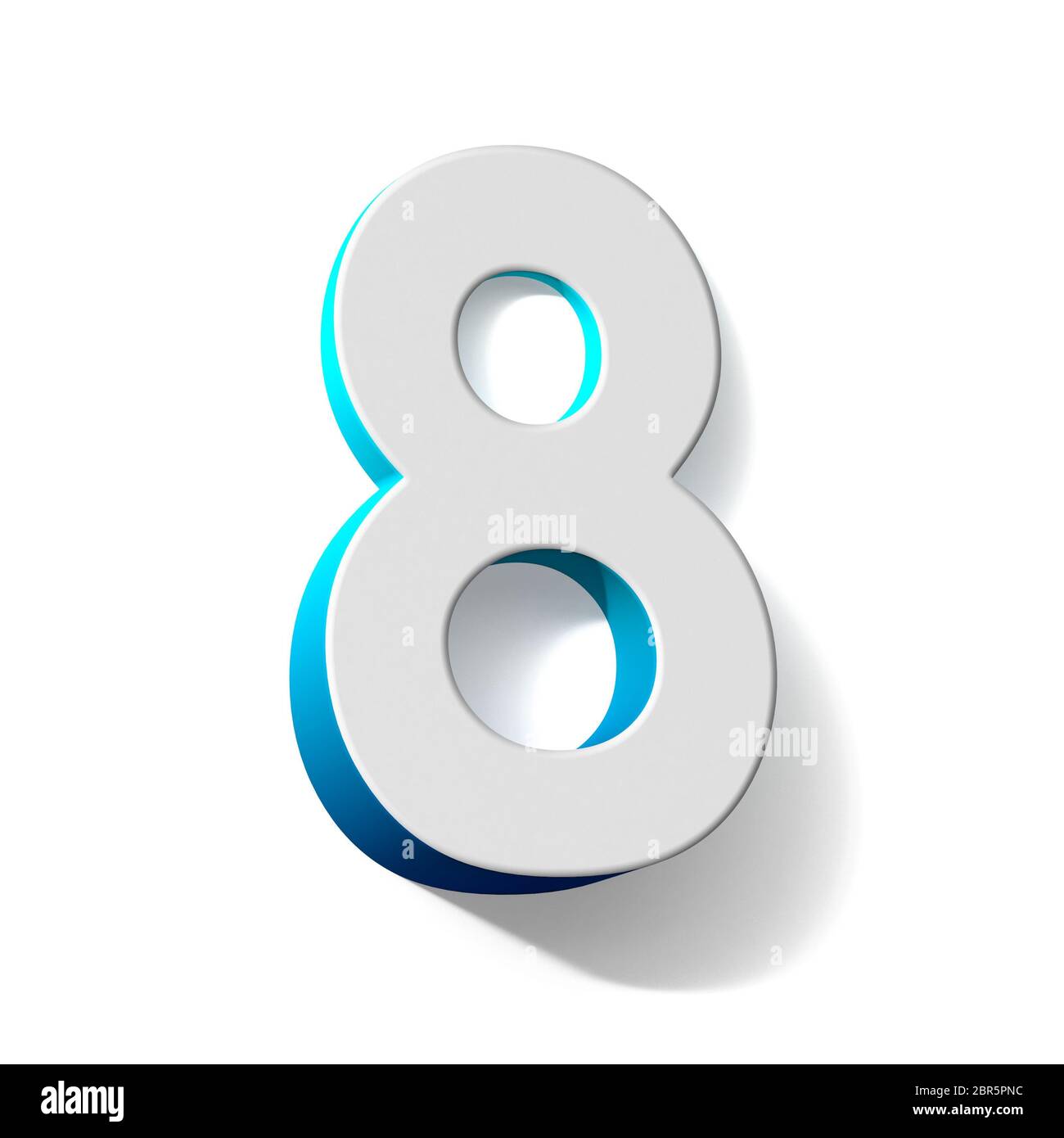 Blue gradient number 8 EIGHT 3D render illustration isolated on white ...