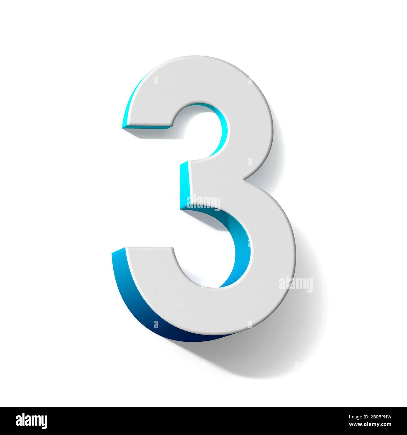 Blue gradient number 3 THREE 3D render illustration isolated on white ...