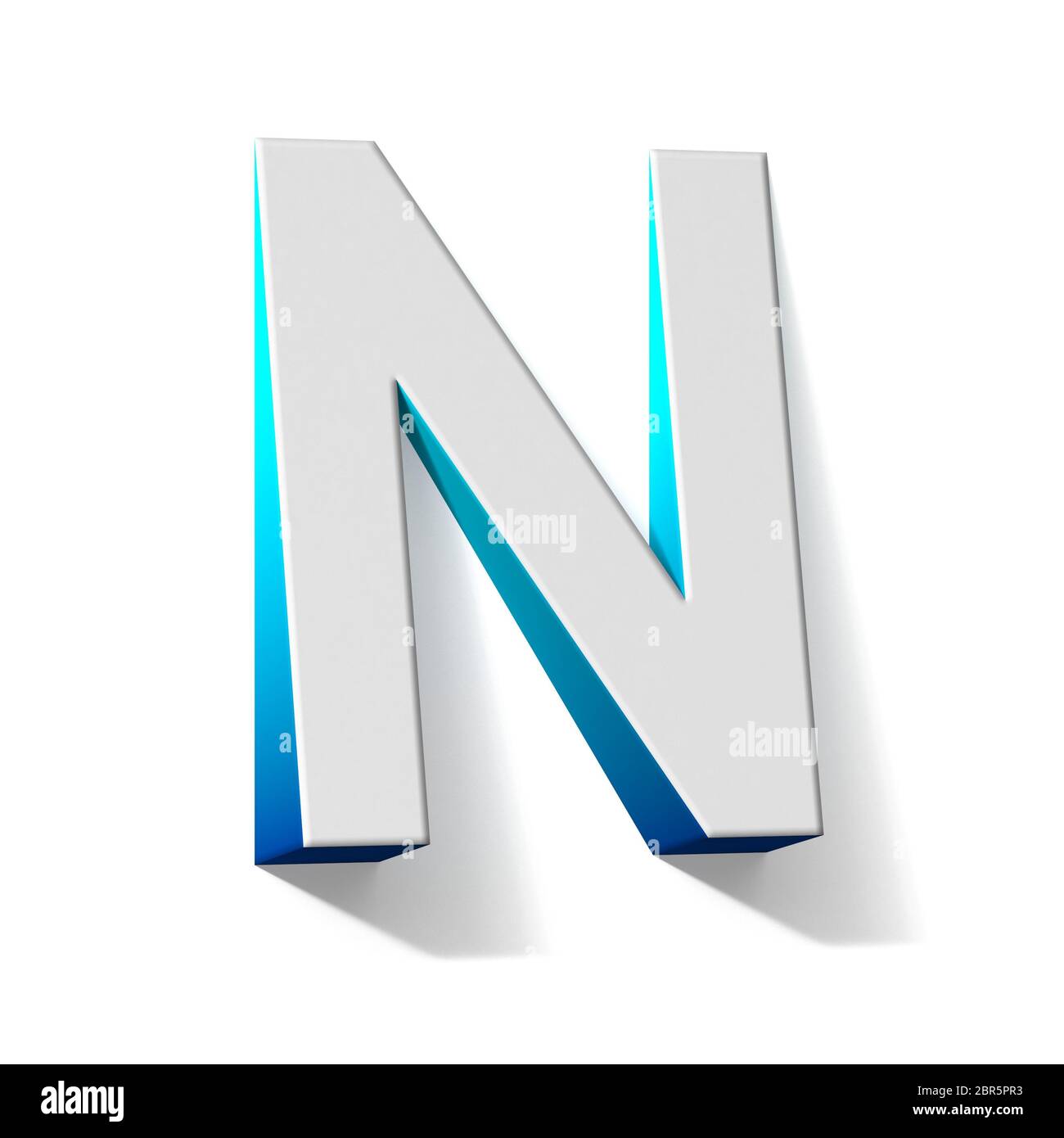 Blue gradient Letter N 3D render illustration isolated on white ...