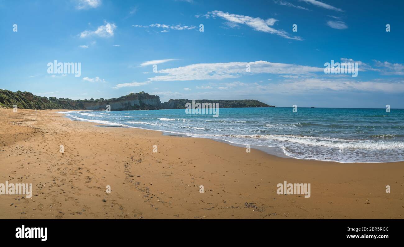 Panoramic view of the Gerakas Beach which is a sea turtle nesting site ...
