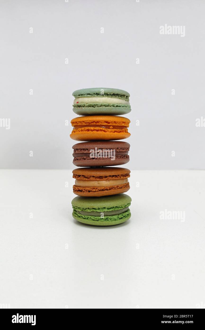 Stacked French Macarons in Different Flavors and Colors Stock Photo - Alamy