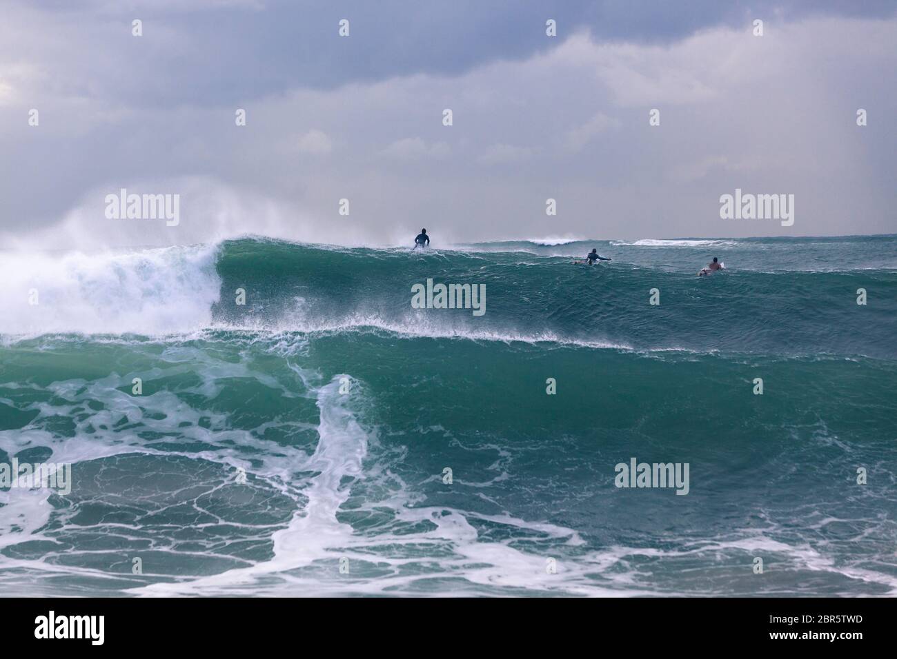 Surfers over large waves hi-res stock photography and images - Alamy
