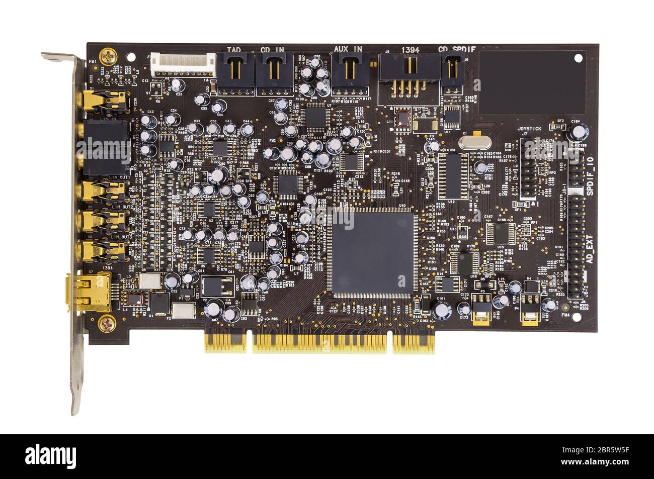 7 channel computer sound card isolated on white background with ...