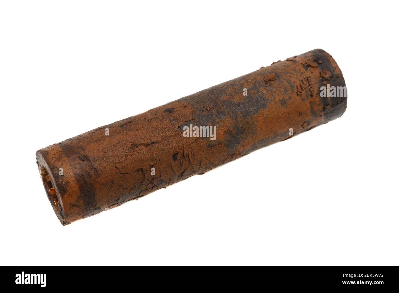 very dirty rusty water filter on white background Stock Photo - Alamy