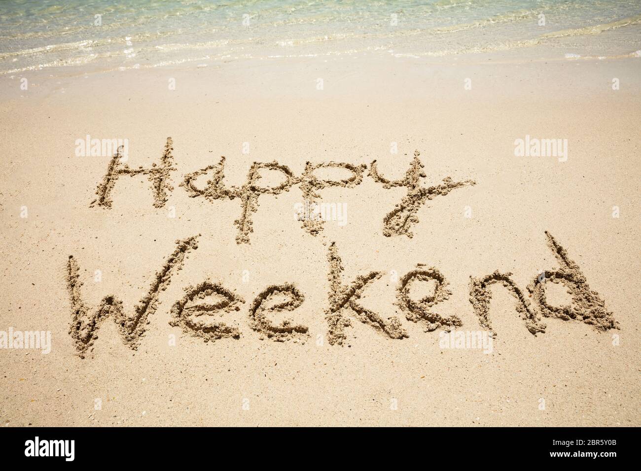 Happy weekend water text hi-res stock photography and images - Alamy