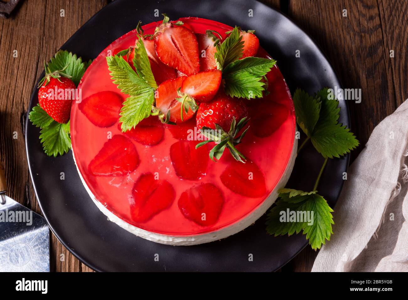 delicious cream quark pie with strawberries Stock Photo - Alamy