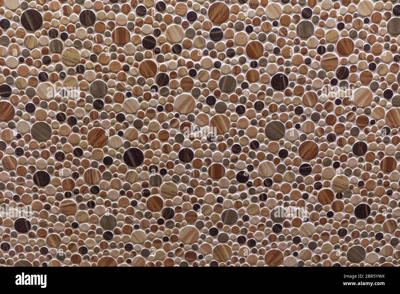 Wooden Circles Decor TIle Background Texture Wall Stock Photo - Alamy