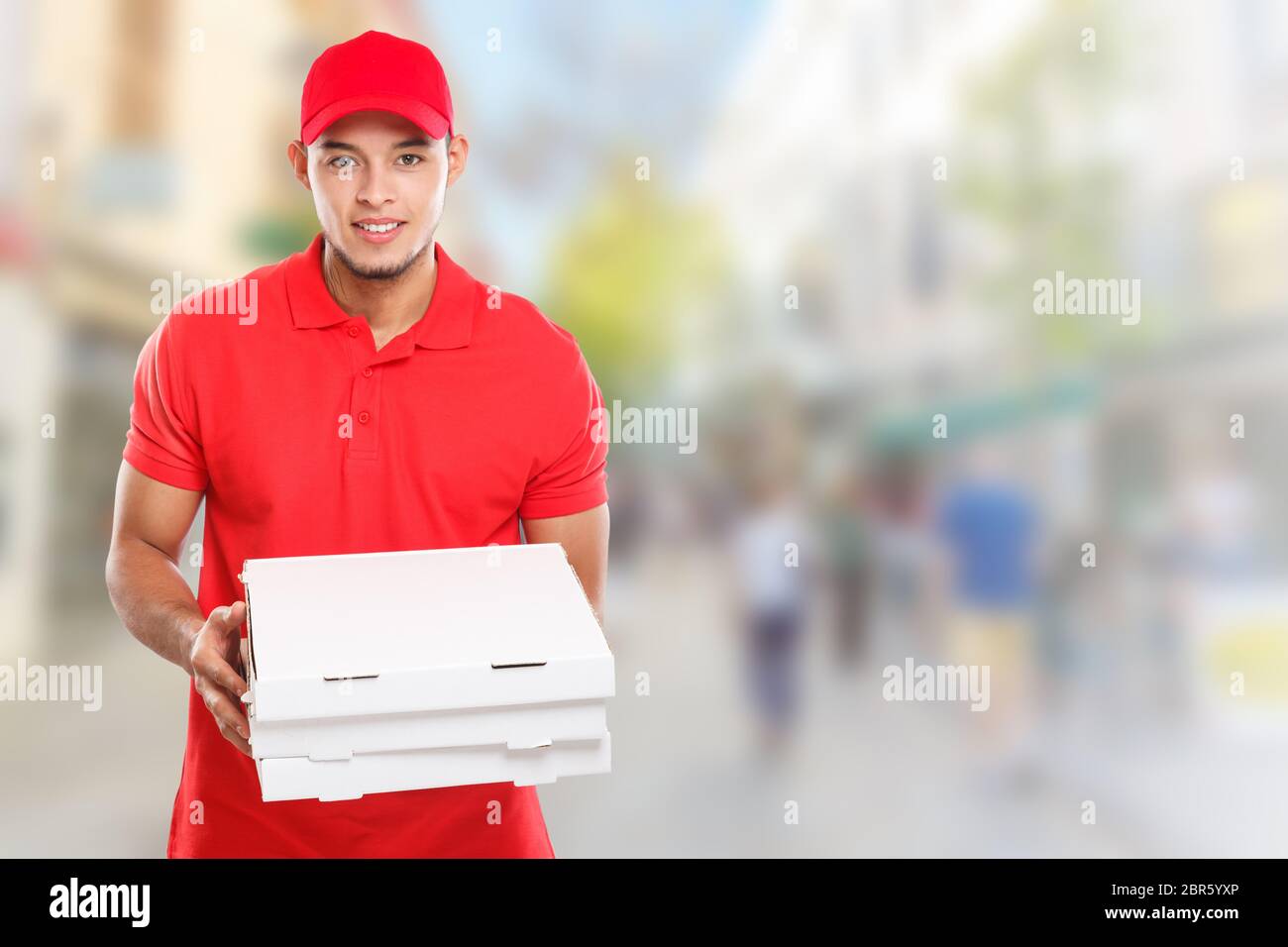 Pizza boy delivery service latin man order delivering job deliver box ...