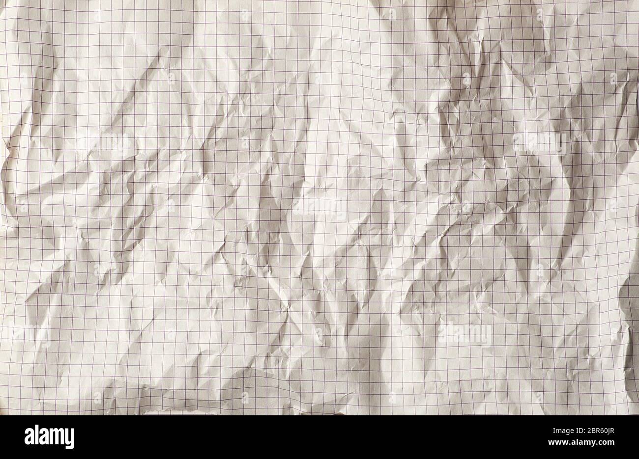 crumpled sheet of school notebook in a cage, full frame, abstract ...