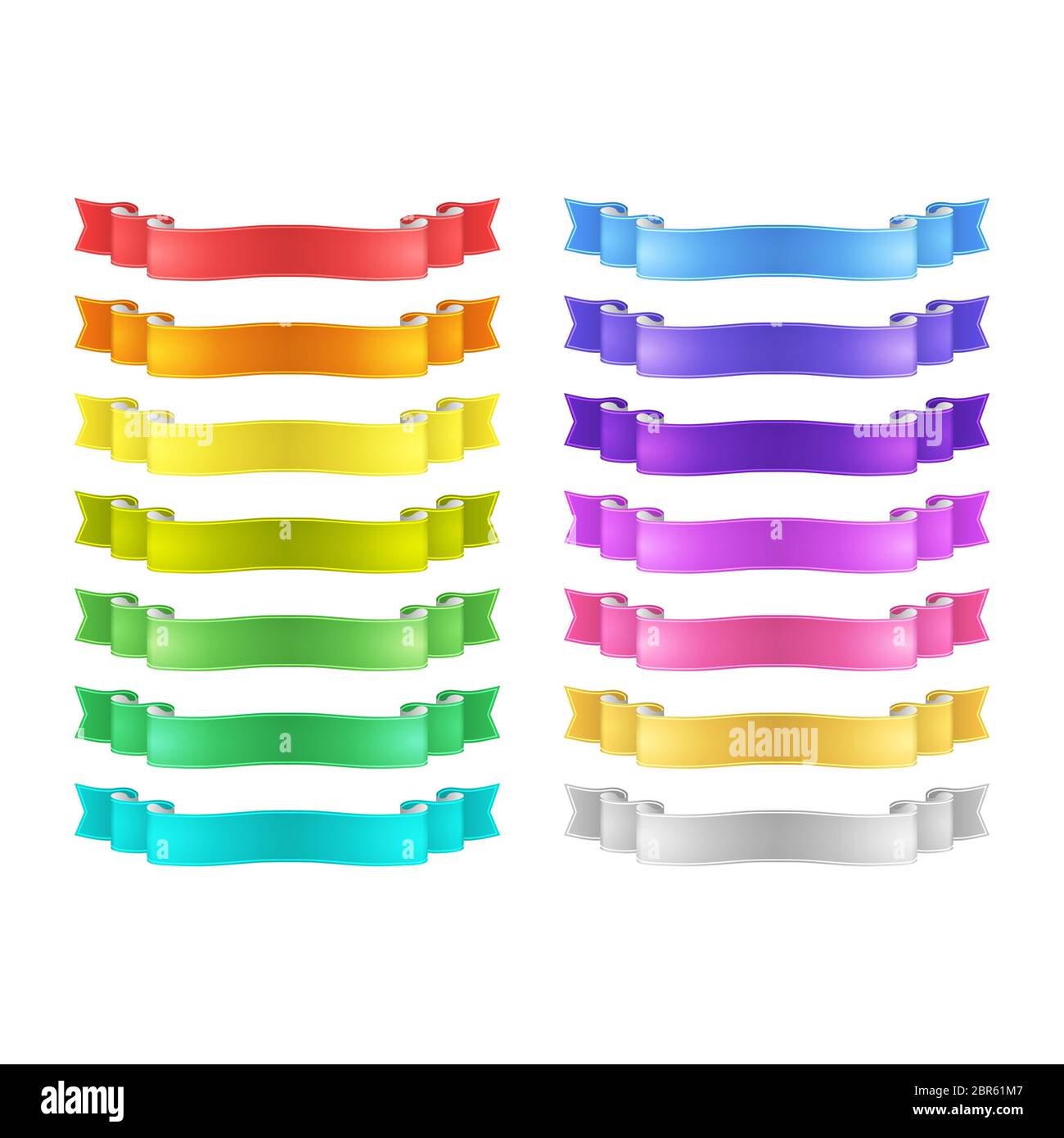 isolated bright colored satin ribbons set Stock Photo - Alamy