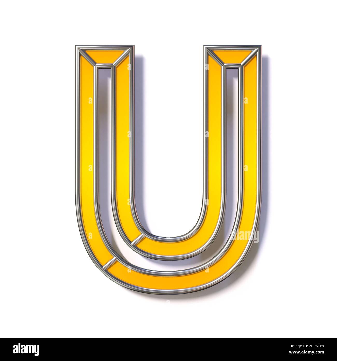 Orange metal wire font Letter U 3D rendering illustration isolated on ...