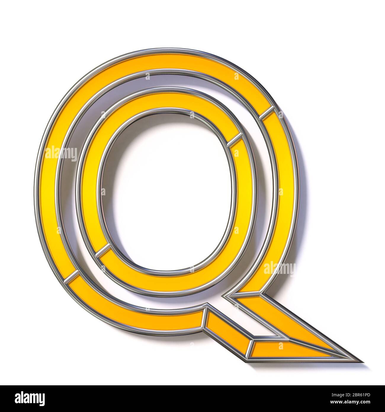 Orange metal wire font Letter Q 3D rendering illustration isolated on ...