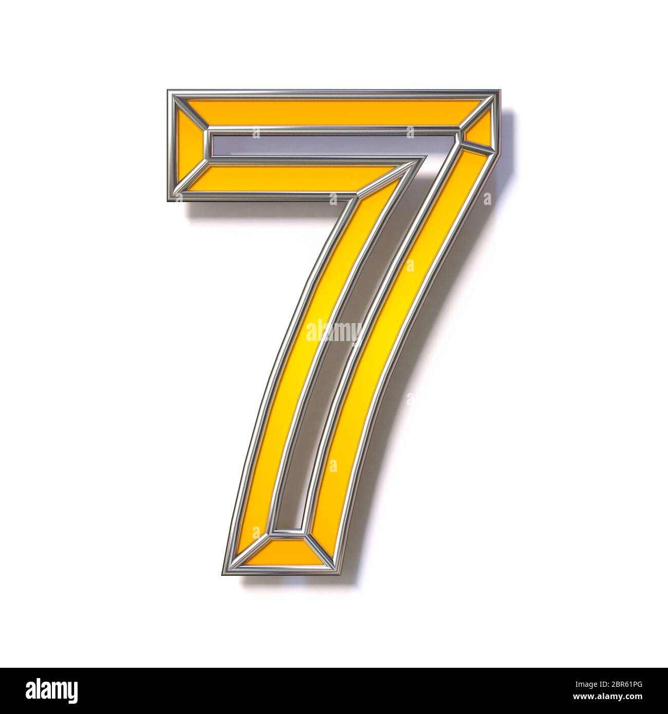 Orange metal wire font Number 7 SEVEN 3D rendering illustration ...