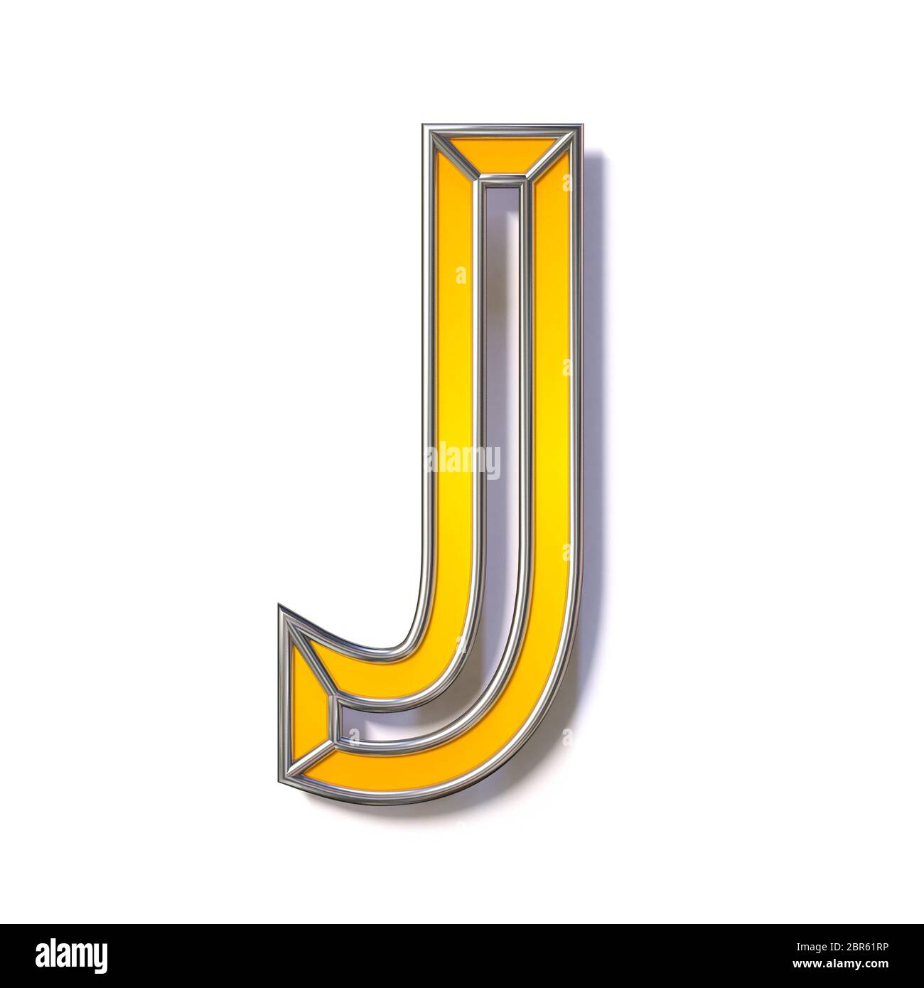 Orange metal wire font Letter J 3D rendering illustration isolated on ...