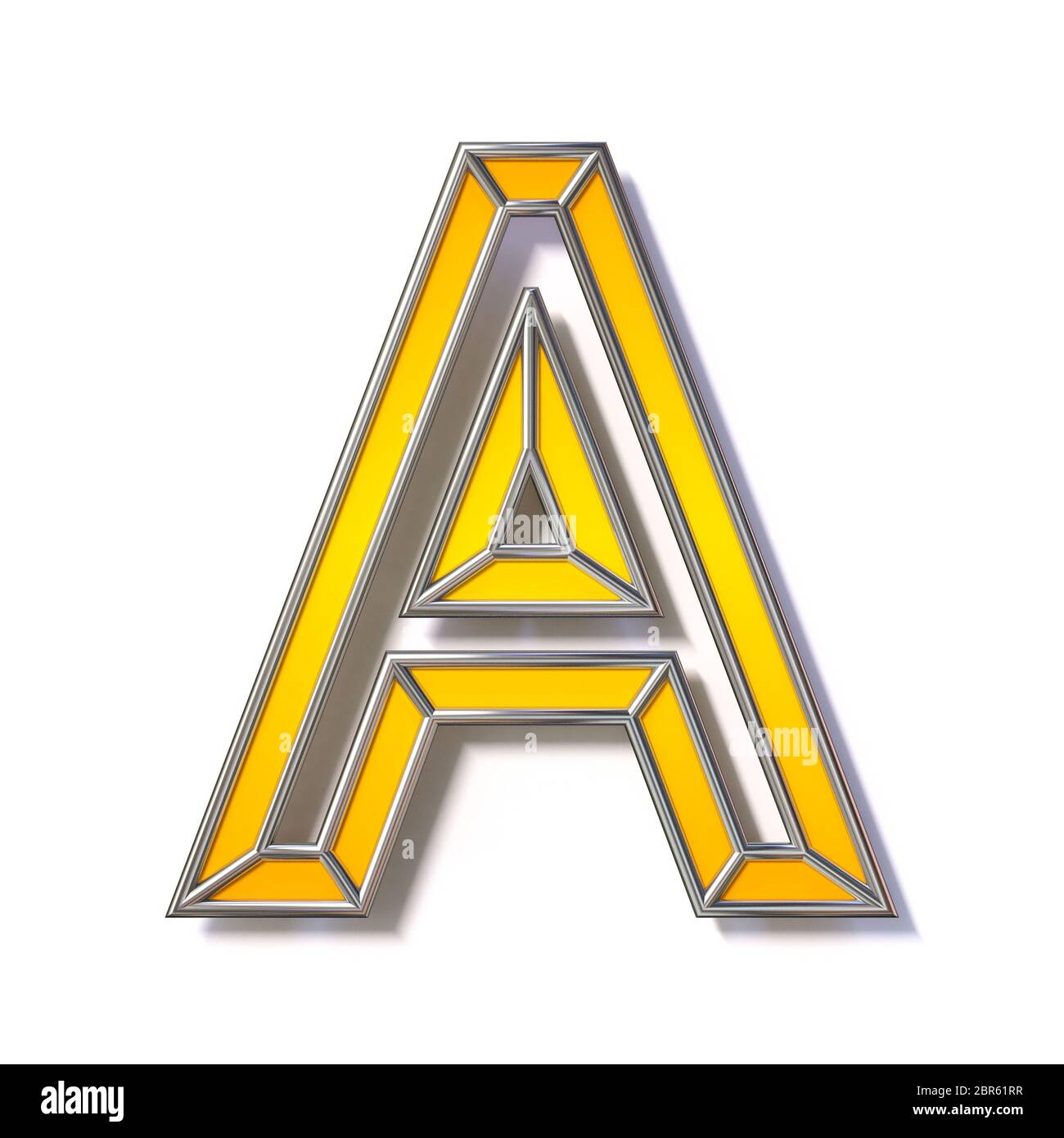 Orange metal wire font Letter A 3D rendering illustration isolated on ...