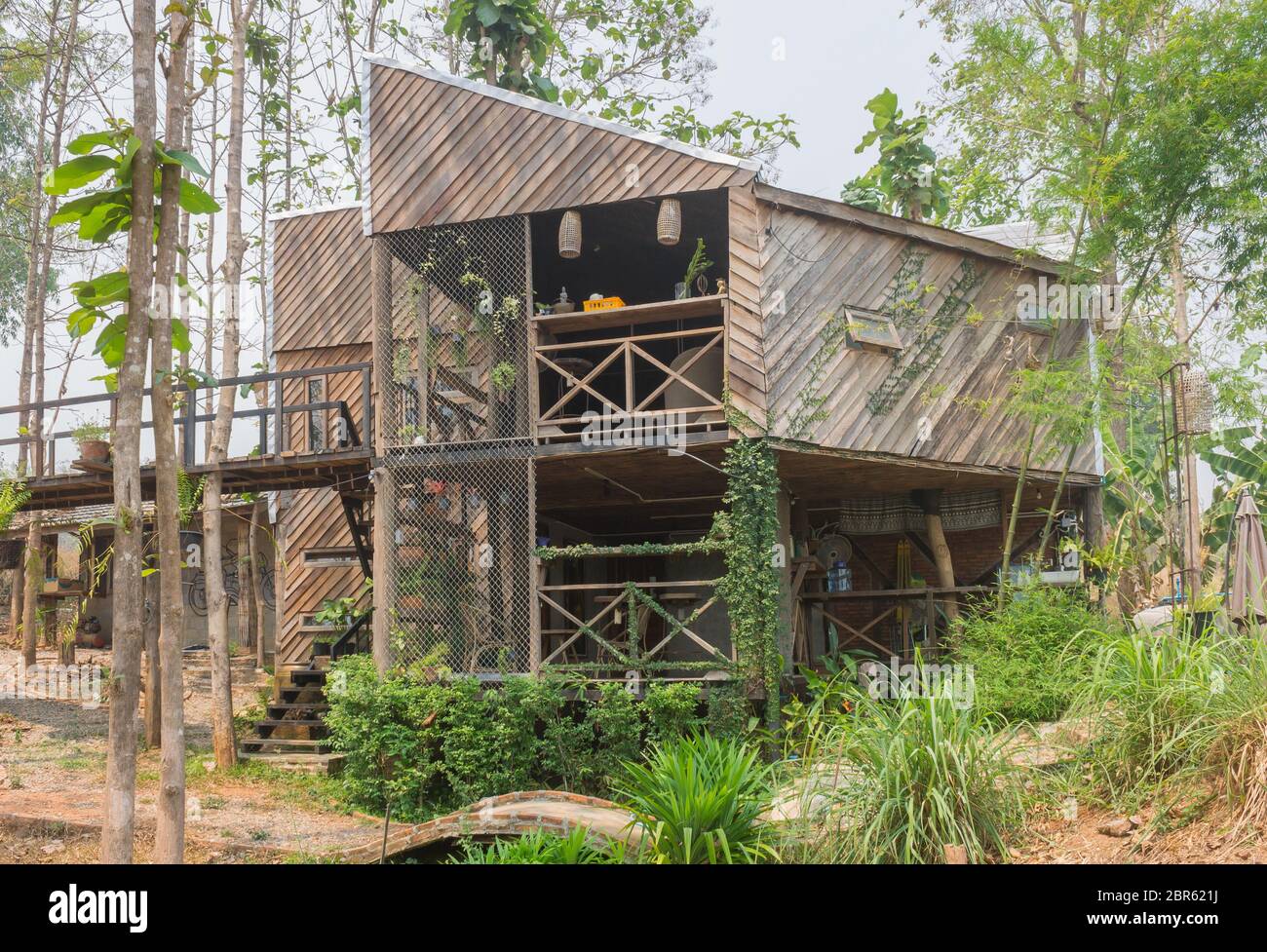 Wood Exterior House Design in Country Style Front View. Exterior House ...