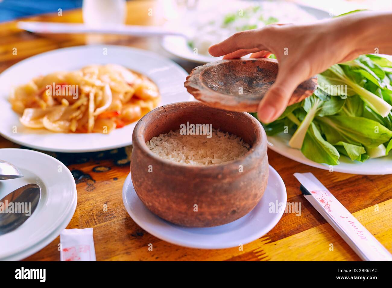 Vietnamese seafood in a pot boiling with crab and spices yummy Stock ...