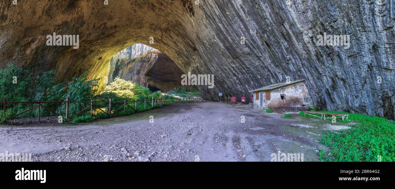 Panoramic view inside the Devetashka Cave near Devetaki village and ...