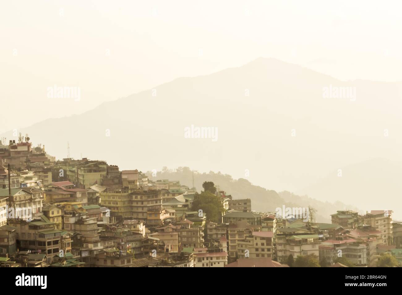 Beautiful panorama view of Gangtok city, largest town of Indian state ...