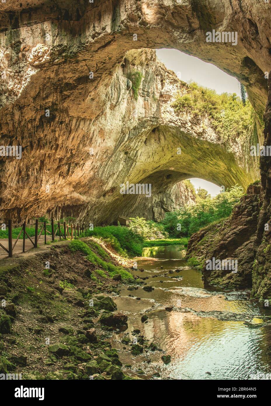 Panoramic view inside the Devetashka Cave near Devetaki village and ...