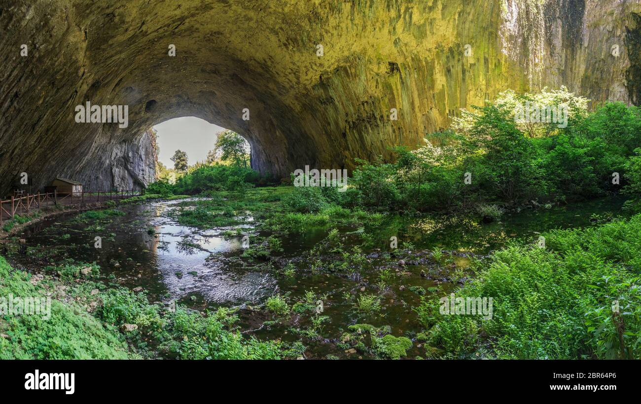 Panoramic view inside the Devetashka Cave near Devetaki village and ...