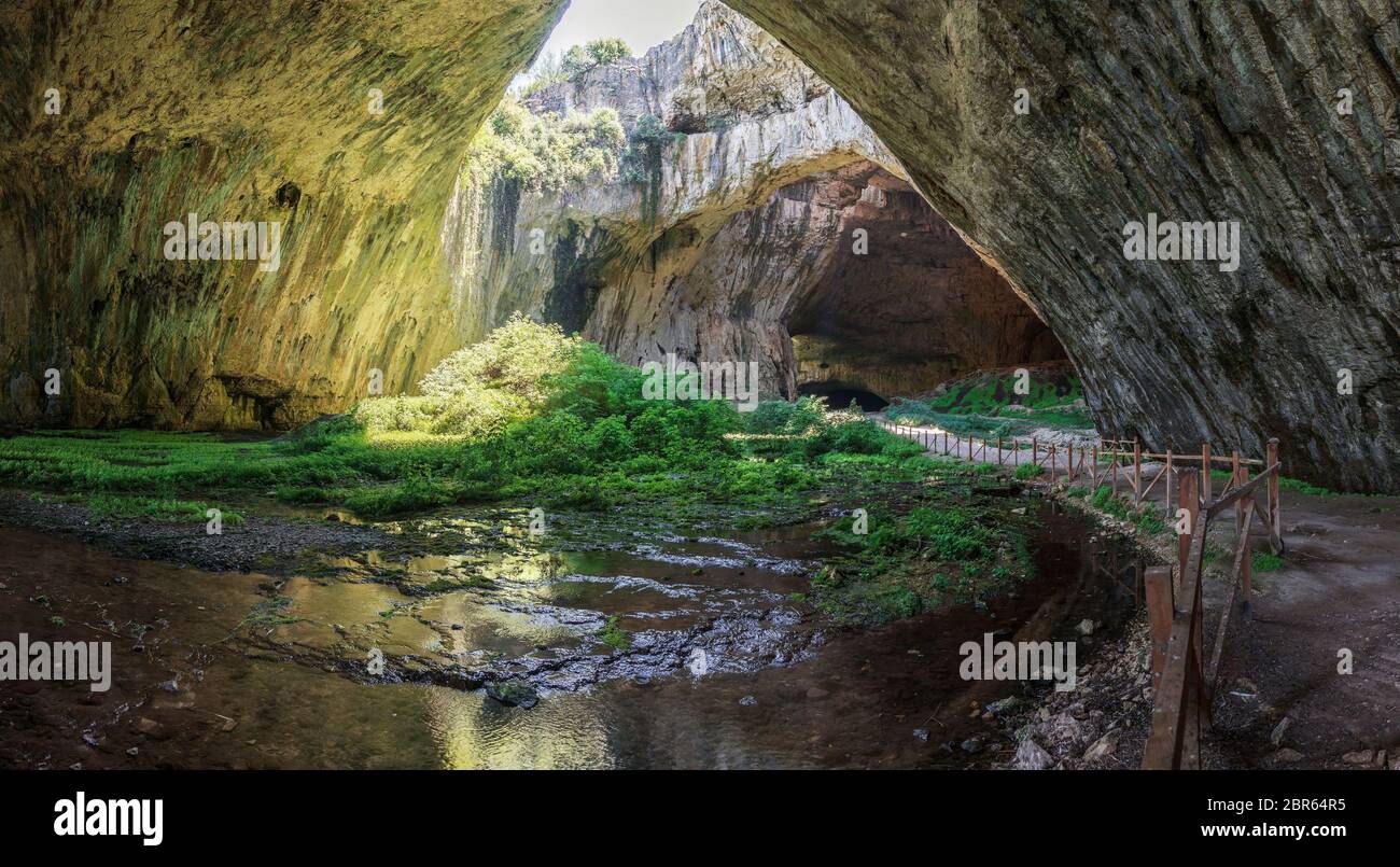 Panoramic view inside the Devetashka Cave near Devetaki village and ...