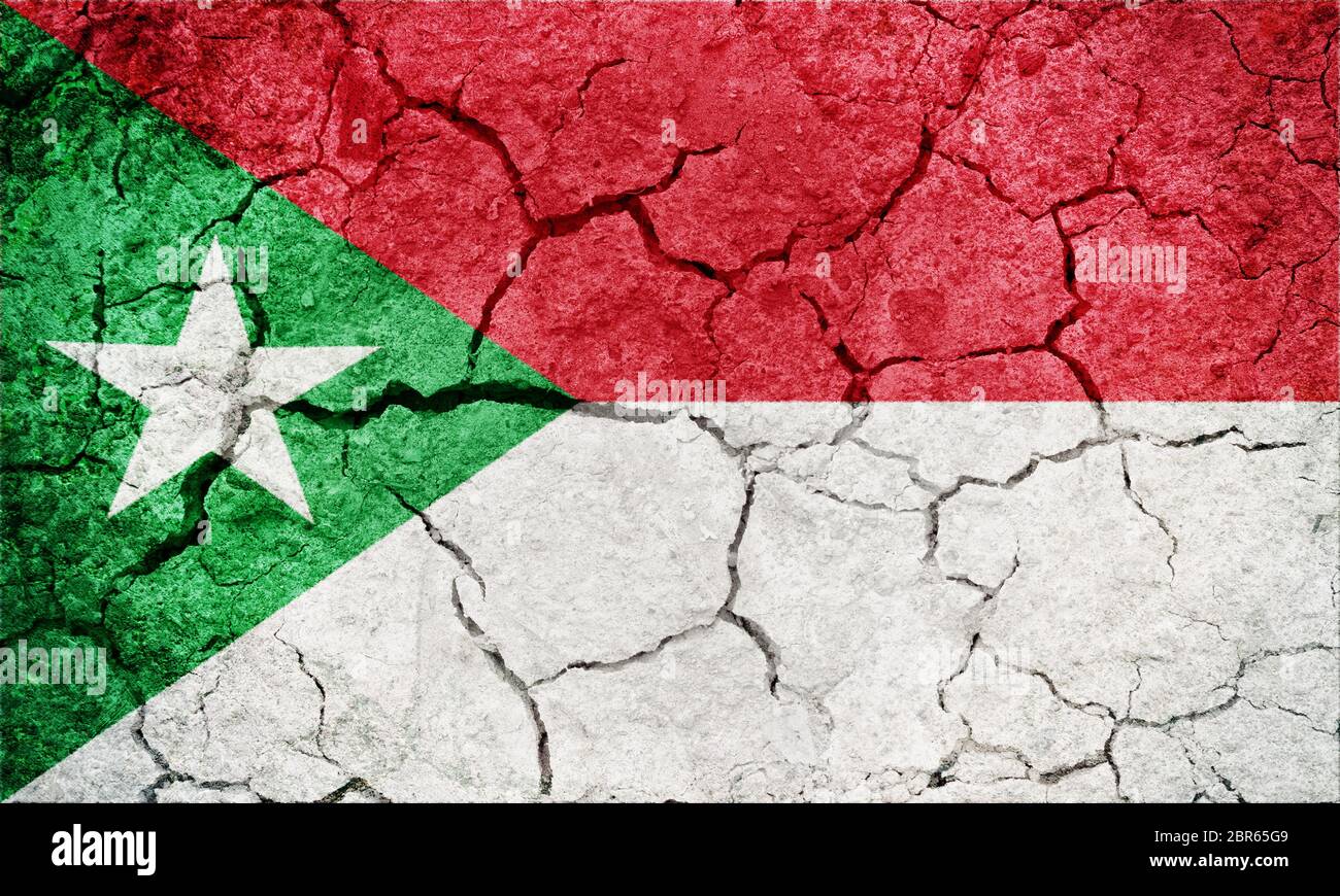 Trujillo State flag, state of Venezuela, on dry earth ground texture ...